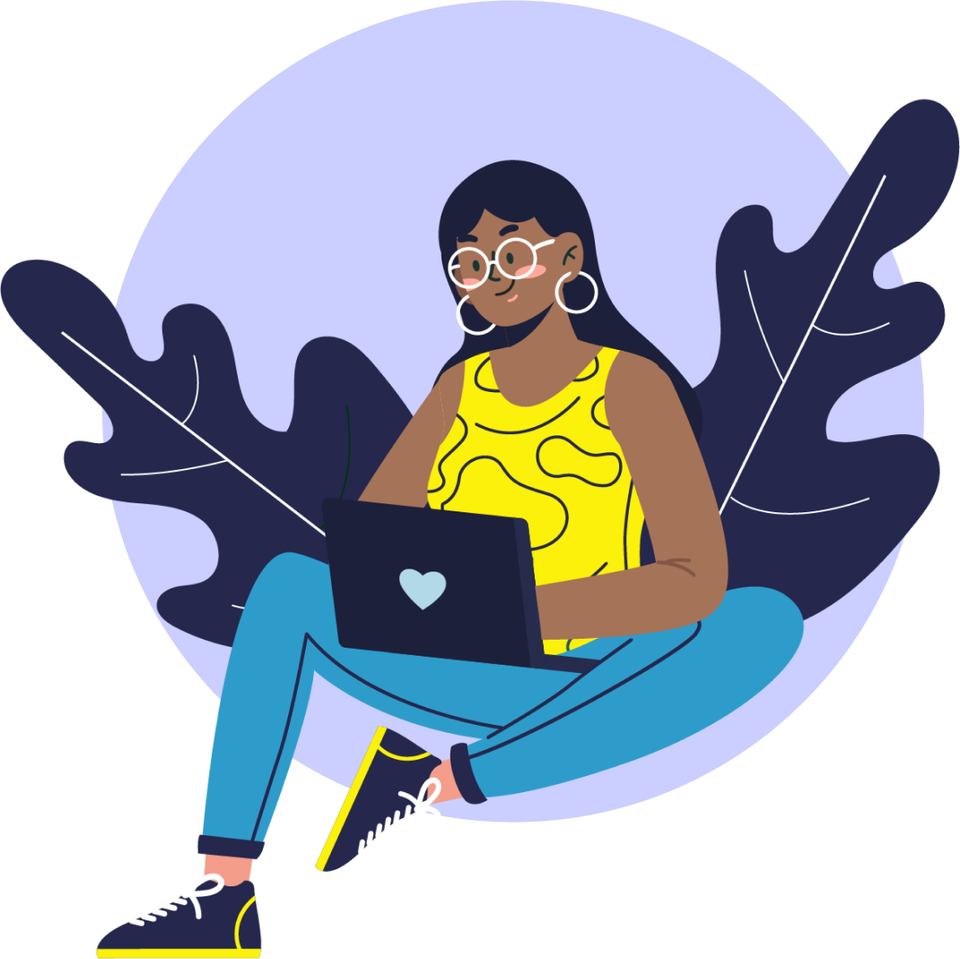 a girl typing on her computer